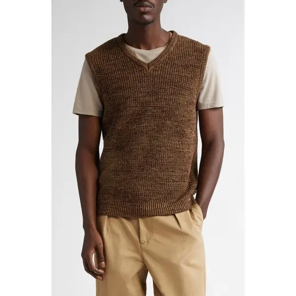 Noah Twisted Yarn Sweater Vest In Tan/ Brown - 60% Off | Editorialist